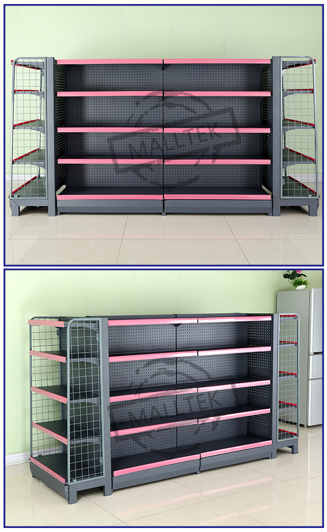 Custom Double Sided Grocery Display Stand Racks Retail Store Shelving Supermarket Shelf