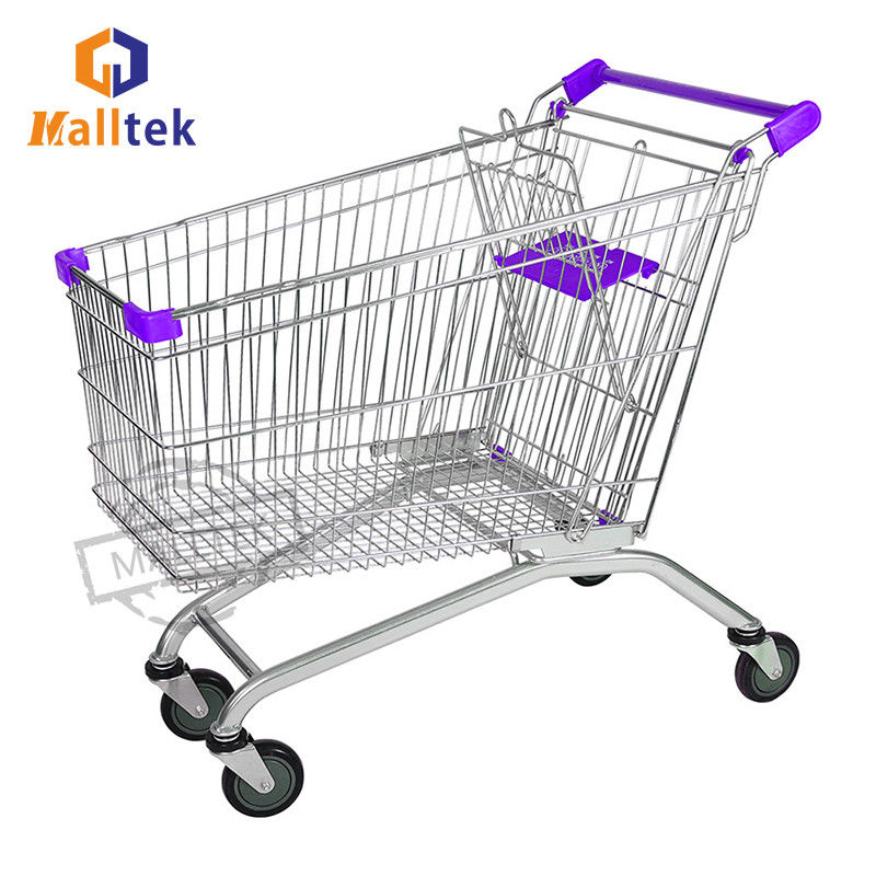240L European Metal Shopping Trolley Cart For Supermarket 140KGS Load