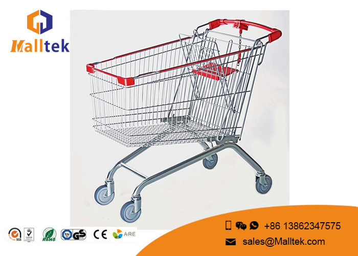 V Foot Type Supermarket Shopping Trolley Galvanization Surface