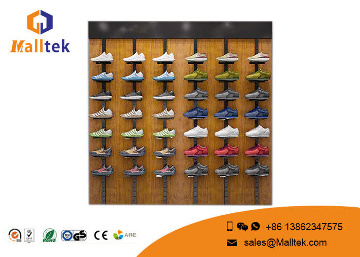Durable Shoe Store Using Steel And Wooden Display Rack With Multiple Sizes