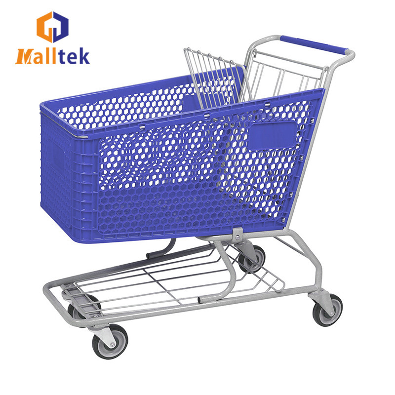 Customizable Half Plastic Shopping Trolley Cart In Powder Coating For ...