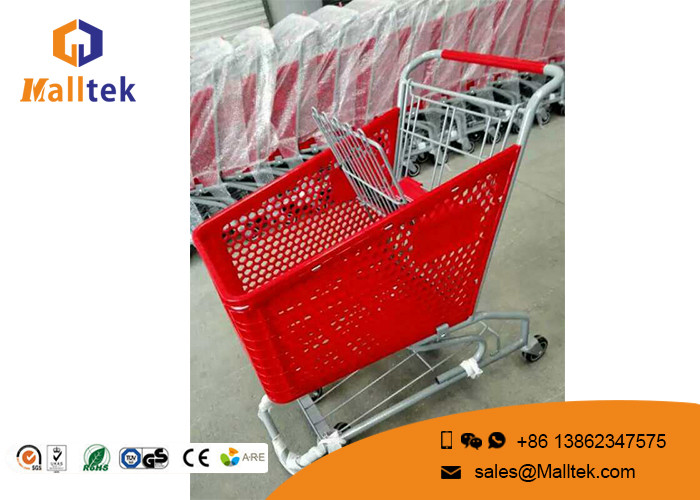 Standard Plastic Supermarket Shopping Trolley Durable Structure Zinc Plated