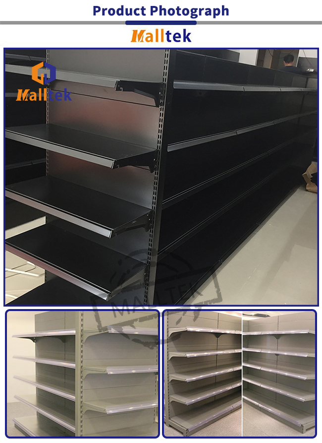 Customization Design Metal Gondola Display Rack Flat Back Gondola Shelf