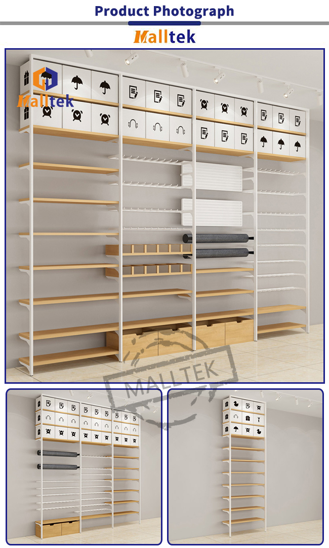 Cosmetic Boutique Wooden Display Shelves Wood Store Fixtures Flooring Stand