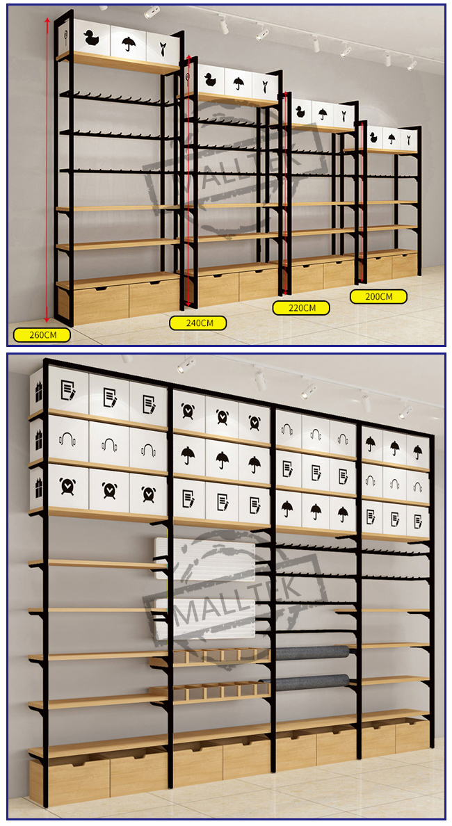 Cosmetic Boutique Wooden Display Shelves Wood Store Fixtures Flooring Stand