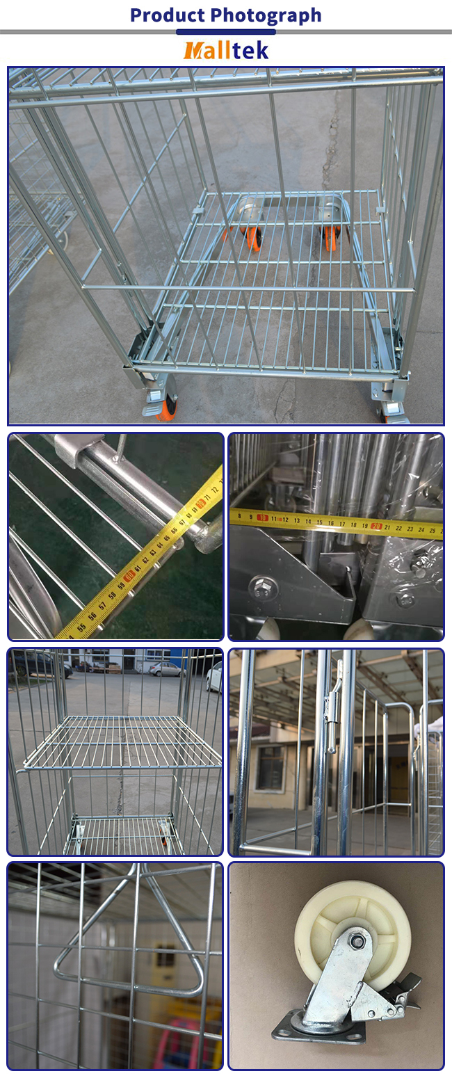 Rolling Galvanized Three - Sided Wire Mesh Trolley Logistics ...