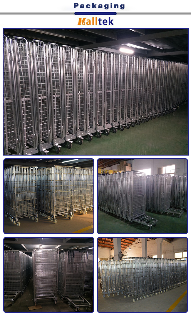 Rolling Galvanized Three - Sided Wire Mesh Trolley Logistics ...