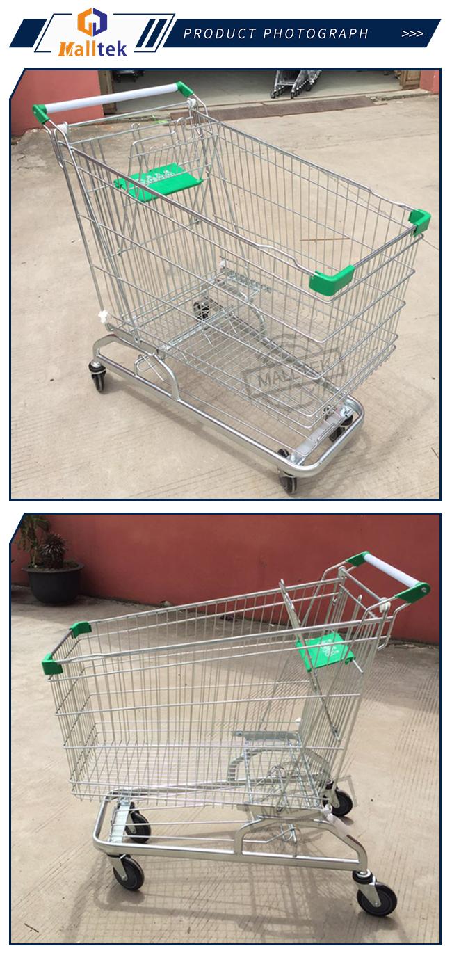 Steel Grocery Mall German Style Trolley , Metal Shopping Cart With Seat ...
