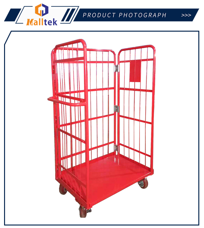 300kgs Three Side Collapsible Warehouse Roll Cage Cart