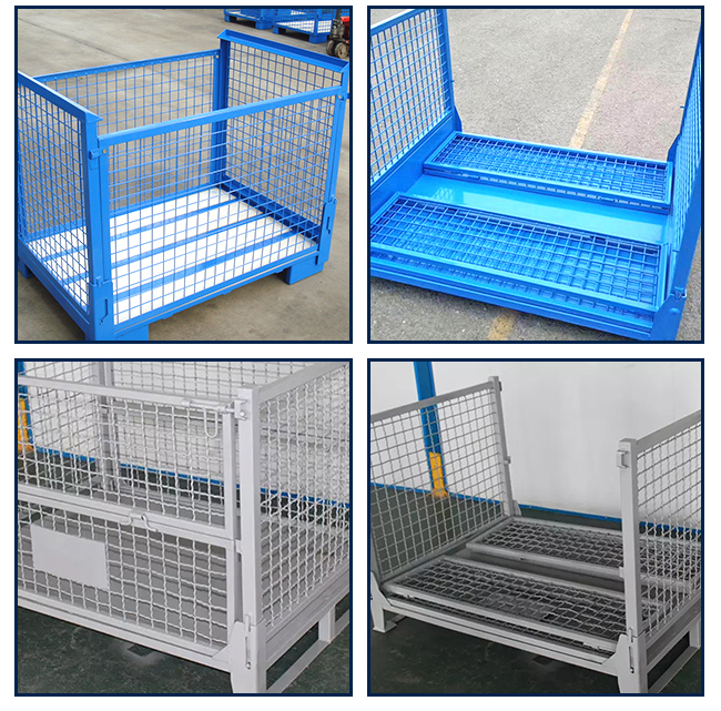 Foldable Metal Wire Mesh Stackable Pallet Cages For Logistics