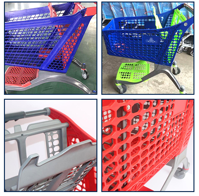 Poly Plastic Unfolding Grocery Shopping Trolley For Supermarket