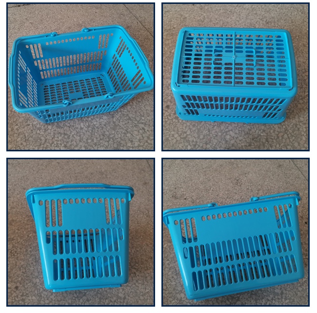 HDPP Plastic Supermarket Hand Shopping Baskets With Two Handle