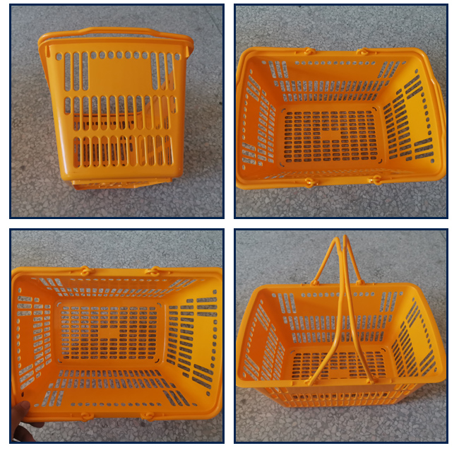 OEM HDPP Plastic Grocery Hand Basket With Two Handles