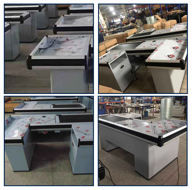 Ergonomic Electric Stainless Steel Cash Counter For Supermarket