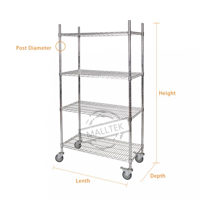 Adjustable Kitchen 5 Layer Steel Wire Shelf Chrome Plated