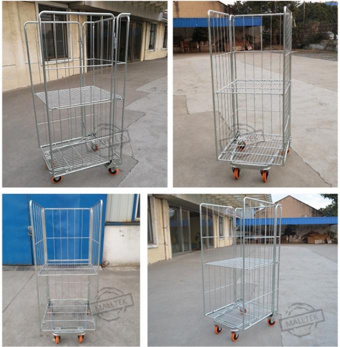 Steel Logistics Trolley Transports Foldable Frame Metal Security Wire ...