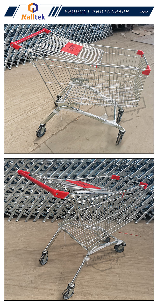 240L European Metal Shopping Trolley Cart For Supermarket 140KGS Load
